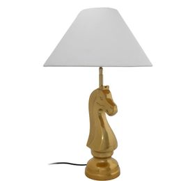 Kayoom Tischleuchte &raquo;Tischlampe Bishop 125&laquo; E27 1 Stk. mit dekorativem Schah-Pferd-Sockel aus Metall, mit Stoffschirm wei&szlig; 1, H: 62cm, 1 Stk.