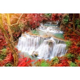 papermoon Fototapete &raquo;Huay Mae Kamin Autumn Waterfall&laquo; glatt bunt Vlies B/L: 2,5m x 1,86m, Bahnen: 5 Stk.