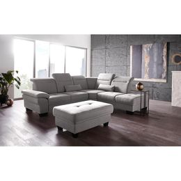OTTO home Ecksofa &raquo;Cornwall L-Form&laquo; mit Sitztiefenverstellung, Schlaffunktion & Kopfteilverstellung grau Struktur fein (100% Polyester);Luxus-