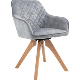Salesfever Essgruppe &raquo;Eleganter Tisch inkl. St&uuml;hle&laquo; 5-teilige Samtverlours-Sitzgruppe, drehbare St&uuml;hle, 180cm Tischbreite wei&szlig; MDF, Massivholz, 