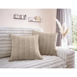 LeGer Home by Lena Gercke Dekokissen &raquo;Trisha, 2er Set&laquo; Modernes Strickmuster, 50x50, ohne F&uuml;llung, Zopfmuster, 2er Set beige Baumwolle B/L: 50cm x 