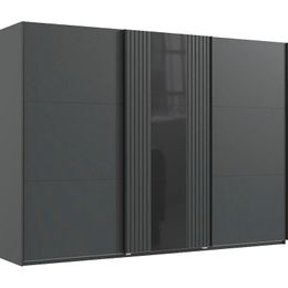 wimex Schwebet&uuml;renschrank &raquo;Atlanta by fresh to go&laquo; mit Akustikpaneel Optik (3D Leisten), Lamelle schwarz Holzwerkstoff Graphit, B/H/T: 300cm x 216cm x 65cm,