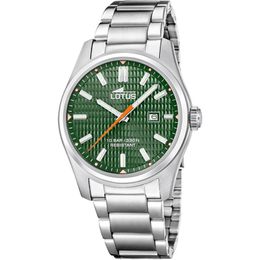 Lotus Herren Quarzuhr &raquo;Classic Steel&laquo; Armbanduhr, Herrenuhr, Edelstahlarmband, analog, Tag gr&uuml;n Einheitsgr&ouml;&szlig;e