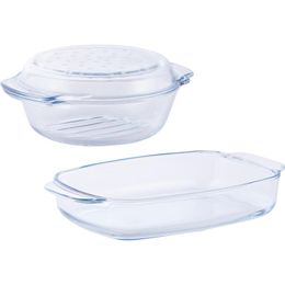Van Well Auflaufform Glas 3 Stk. tlg. feuerfestes Glas, 1,7 u. 2,3 Liter transparent Glas B/H/L/T: 21,7cm x 9,3cm x 34cm