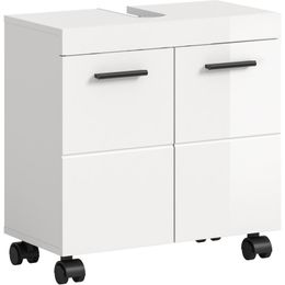Welltime Waschbeckenunterschrank &raquo;AVON, Breite 60 cm, 2 T&uuml;ren, 1 Einlegboden, 2 F&auml;cher&laquo; mit Siphonausschnitt 22x8 cm, R&uuml;ckwand mit Ausschitt, Badm&ouml;bel