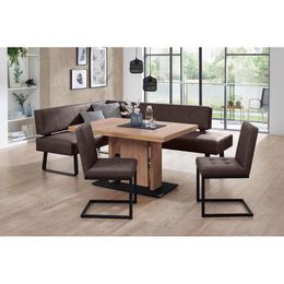 K+w Komfort & Wohnen K+W Komfort & Wohnen Essgruppe &raquo;Spider II&laquo; 4 Stk. tlg. langer Schenkel wahweise in 2 Breiten, 2 Freischwinger, 1 Tisch braun B/H/T: 165cm x 88cm x 