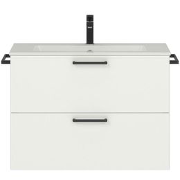 Nobilia Waschtisch-Set &raquo;Tolvina&laquo; vormontiert, mit Soft-Close, 1 Stk. tlg. wei&szlig; B/H/T: 81cmcm x 59,1cmcm x 48,7cmcm, Griffe schwarz