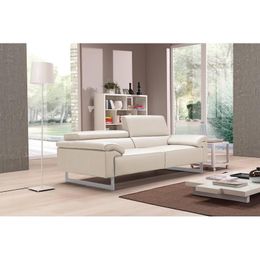 Egoitaliano 2,5-Sitzer &raquo;Malika, Designsofa mit hohem Sitzkomfort, edel und bequem&laquo; inkl. Kopfteilverstellung und chromfarbenen Metallf&uuml;&szlig;en wei&szlig; Leder &raquo;BULL&laquo; (