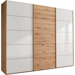Wiemann Schwebet&uuml;renschrank &raquo;Cardiff&laquo; mit massiven Holzt&uuml;ren und Spiegel braun Floatglas, Holzwerkstoff B/H/T: 295,2cm x 217cm x 67cm, T&uuml;ren: 3 Stk. 