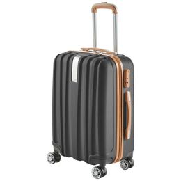 Novel Reisekoffer, Braun, Dunkelgrau, Metall, Kunststoff, 36x55x23 cm, Zahlenschloss, h&ouml;henverstellbarer Teleskopgriff, 360&deg;-Rollensystem, Tragehenkel, Netzfach, leise Rollen, Freizeit, Koffer & Taschen, Koffer