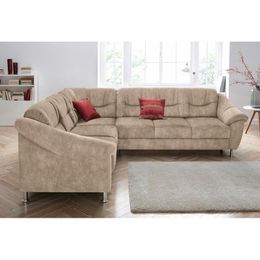 Sit & More sit&more Ecksofa &raquo;Salsa L-Form&laquo; mit Federkern, wahlweise mit Schlaffunktion beige Bedruckte Microfaser (100% Polyester);Luxus-Microfaser ALTARA NUBUCK