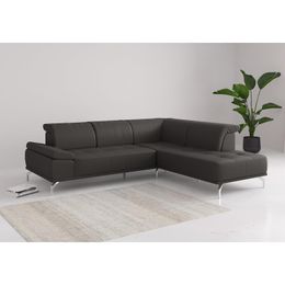 OTTO home Ecksofa &raquo;Caluna&laquo; Inkl.Sitztiefenverstellung, wahlweise mit Kopf- und Armteilverstellung grau B/H/T: 274cm x 81cm x 235cm, NaturLEDER , 