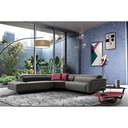 Egoitaliano Ecksofa &raquo;Stefanie-e, Designsofa der Extraklasse, bequem mit hohem Sitzkomfort&laquo; mit Relaxfunktion und verstellbaren Kopfteilelementen grau Luxus-