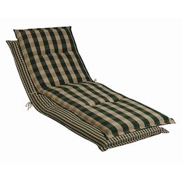 Liegenauflage, Gr&uuml;n, Beige, Textil, Karo, F&uuml;llung: Schaumstoff, Vlies, 63x10x190 cm, Made in Germany, Outdoor-Kissen, Liegenauflagen