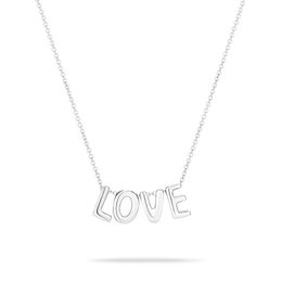 Echtzeit Damen Kette mit Anh&auml;nger &raquo;Schmuck Geschenk Edelstahl Halskette Love Letters&laquo; silber Edelstahl, L: 45 B: 2mm