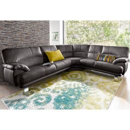 Trendmanufaktur Ecksofa &raquo;Cecilia in italienischem Design, modern und komfortabel, L-Form&laquo; bequeme Armlehnen, mit langem Schenkel braun NaturLEDER (