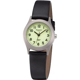 Regent Uhren Regent Damen Quarzuhr Armbanduhr, Damenuhr, Lederarmband, Titangeh&auml;use, &Oslash; ca. 26 mm schwarz Einheitsgr&ouml;&szlig;e