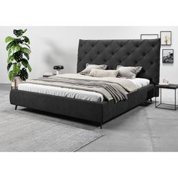 Home Affaire Polsterbett &raquo;Maxime, in 4 Breiten bis 200cm, auch in Leder&laquo; Kopfteilh&ouml;he 143 cm, belastbar bis 280 kg, auch in &Uuml;berl&auml;nge 220cm schwarz 96