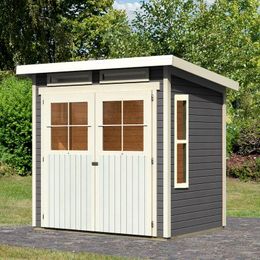Karibu Gartenhaus &raquo;Falkensee 2&laquo; grau Holzwerkstoff ohne Fu&szlig;boden, ohne Dacheindeckung