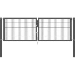 Alberts Zaundoppelt&uuml;r &raquo;Flexo Plus&laquo; anthrazit, verschiedene Abmessungen grau Stahl B/H: 300cm x 100cm