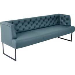 K+w Komfort & Wohnen K+W Komfort & Wohnen Polsterbank &raquo;Creso&laquo; im modernen Chesterfield-Look, mit schwarzen Kufenf&uuml;&szlig;en blau Bronco: Nappaleder pigmentiert, Dickleder, 1, 3/