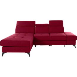 OTTO home Ecksofa &raquo;Cardiz L-Form&laquo; inkl.Kopfteilverstellung und Federkern wahlweise mit Schlaffunktion rot Webstoff (100% Polyester);Luxus-Microfaser 