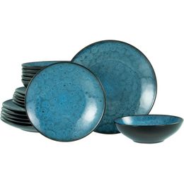 Creatable Teller-Set &raquo;Capri, Teller Set 18-tlg&laquo; Reaktivglasur blau Steinzeug 18 Stk.