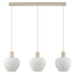 lumiCouture Pendelleuchte &raquo;Annie&laquo; E27 1 Stk. 100 x 23,5 x 150 cm, E27, Glas/Travertin Stein, wei&szlig; beige, k&uuml;rzbar wei&szlig; 3, 1 Stk.