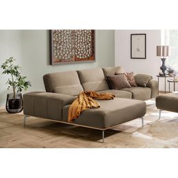 W.Schillig Ecksofa &raquo;run, Designsofa, bequem, L-Form&laquo; mit elegantem Holzsockel, F&uuml;&szlig;e in Chrom gl&auml;nzend, Breite 299 cm beige Longlife Xtra-Leder Z73: 