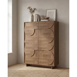 Home Affaire Highboard &raquo;Zen, B/H 105/147 cm, 4 T&uuml;ren, Hochkommode, Stauraumschrank&laquo; Push-to-open, 3D-Fronten, Mercure-Holzstruktur, viel Stauraum 