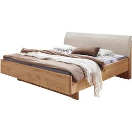 Wiemann Holzbett &raquo;Cardiff, Bettgestell, Bettrahmen, teilmassiv, mit Polsterkopfteil&laquo; Belastbarkeit 110/220 Kg, 4-fache h&ouml;henverstellbar, MADE IN 