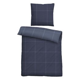 Biberna Wendebettw&auml;sche &raquo;0614606&laquo; 2 Stk. feiner Glanz + weicher Griff, pflegeleicht, ganzj&auml;hrig einsetzbar, RV blau Mako-Satin, Obermaterial: 100% Baumwolle B