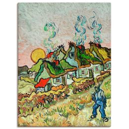 Artland Leinwandbild &raquo;Bauernh&auml;user bei Sonnenuntergang&laquo; Sonnenaufgang & -untergang 1 Stk. tlg. auf Holzrahmen gespannt bunt Leinwand B/H/T: 30cm x 40cm, 