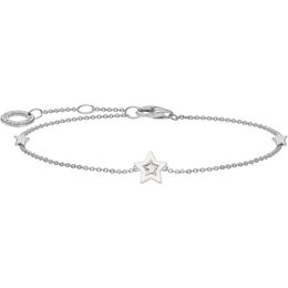 Thomas Sabo Damen Thomas Sabo Armband &raquo;Stern mit wei&szlig;en Steinen und wei&szlig;er Kaltemaille&laquo; mit Zirkonia (synth.) und Emaille bunt 19, Silber 925 (