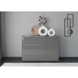 set one by Musterring Sideboard &raquo;Reno&laquo; 1 Stk. tlg. Mit Gleitern und in verschiedenen Farben erh&auml;ltlich grau Glas, Holzwerkstoff B/H/T: 137cm x 94cm x 