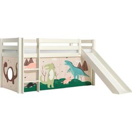 Vipack Spielbett &raquo;Pino, Kiefer massiv, mit Rolllattenrost u. Textil-Set, Made in Europe&laquo; B/H/T ca. 210x114x218cm, mit Absturzschutz, Leiter und Rutsche, 