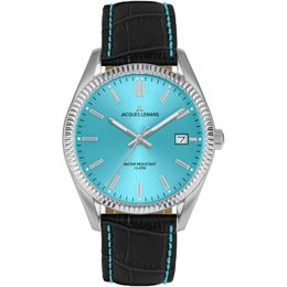 Jacques Lemans Damen Quarzuhr &raquo;Derby&laquo; Armbanduhr, Damenuhr, analog, Datum, Lederarmband schwarz Einheitsgr&ouml;&szlig;e