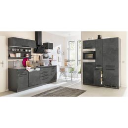 KOCHSTATION K&uuml;chenzeile &raquo;KS-Tulsa&laquo; ohne E-Ger&auml;te, Breite 380 cm, schwarze Metallgriffe, MDF Fronten bunt B/H/T: 380cm x 60cm