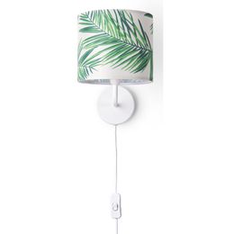 Paco Home Wandleuchte &raquo;Ostende 537&laquo; E14 Kinder Zimmer Wohnzimmer Modern B&uuml;ro Lampe Lampenschirm Palme wei&szlig; 1, &Oslash; 18cm H: 26,5cm