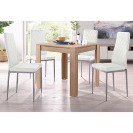 OTTO home Essgruppe Set, 5 Stk. tlg. mit Tisch in Eichefarben S&auml;gerau, Breite 80 cm wei&szlig; Einheitsgr&ouml;&szlig;e