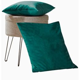 Weckbrodt-Gardinen Dekokissen &raquo;Valentin&laquo; Samt-Optik, Velour, Unifarben, Kissenh&uuml;lle ohne F&uuml;llung gr&uuml;n Polyester B/L: 50cm x 50cm, 1 Stk.