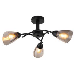 NOWA Deckenleuchte &raquo;PAULA&laquo; E14 1 Stk. 3-flammig, Lampenschirme aus Glas schwarz 3, &Oslash; 52cm H: 24cm, 1 Stk.