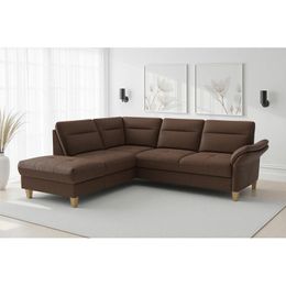 Sit & More sit&more Ecksofa &raquo;Pamela, B: 218 cm, L-Form, wahlweise mit Schlaffunktion und Bettkasten&laquo; mit Federkern braun 100% Polyester B/H/T: 218cm x 90cm x 