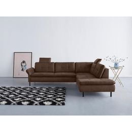 Quelle Home affaire Ecksofa &raquo;Birkholm L-Form&laquo; Armlehnverstellung, auch in Easy Clean Bezug - mit Wasser zu reinigen braun 100% Polyester B/H/T: 270cm x 83cm 