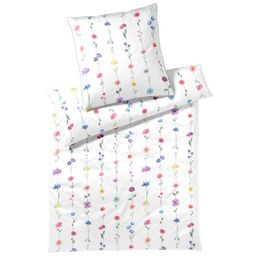 Elegante Bettw&auml;sche &raquo;Flower Show&laquo; 2 Stk. angenehmes Hautgef&uuml;hl wei&szlig; Satin, Obermaterial: 50% Baumwolle, 50% Viskose B/L: 155cm x 220cm, 1 Stk., 1 Stk., Satin, 