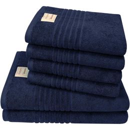 Dyckhoff Handtuch Set &raquo;Nature&laquo; Set 6 Stk. Frottier 6er Set: 4x Handt&uuml;cher, je 50 x 100 cm & 2x Badetuch 70 x 140 cm blau Frottier, Obermaterial: 100% Baumwolle