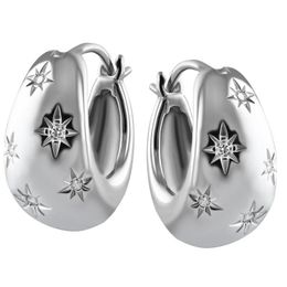 Firetti Damen Paar Creolen &raquo;Schmuck Geschenk Silber 925 Ohrschmuck Ohrringe Sterne&laquo; mit Zirkonia (synth.) silber 19mm, Silber 925 (Sterlingsilber)