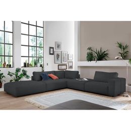 Musterring Ecksofa &raquo;LUCIA L-Form&laquo; in vielen Qualit&auml;ten und 4 verschieden N&auml;hten schwarz Flachgewebe FLORIS (100% Polyester);Flachgewebe VALMONT (60% Baumwolle/ 