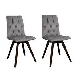 OTTO home Esszimmerstuhl &raquo;Rania&laquo; (Set) 2 Stk.mit Massivholzbeinen grau Holzwerkstoff, Massivholz B/H/T: 45cm x 91cm x 55cm, 2 Stk., Samtvelours, 