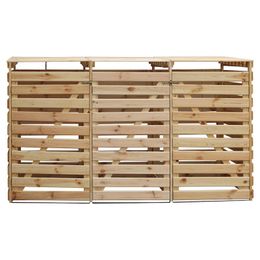 Promadino M&uuml;lltonnenbox &raquo;Vario V&laquo; f&uuml;r 3 Tonnen, robust aus zertifiziertem Kiefernholz beige Massivholz, Metall Einheitsgr&ouml;&szlig;e